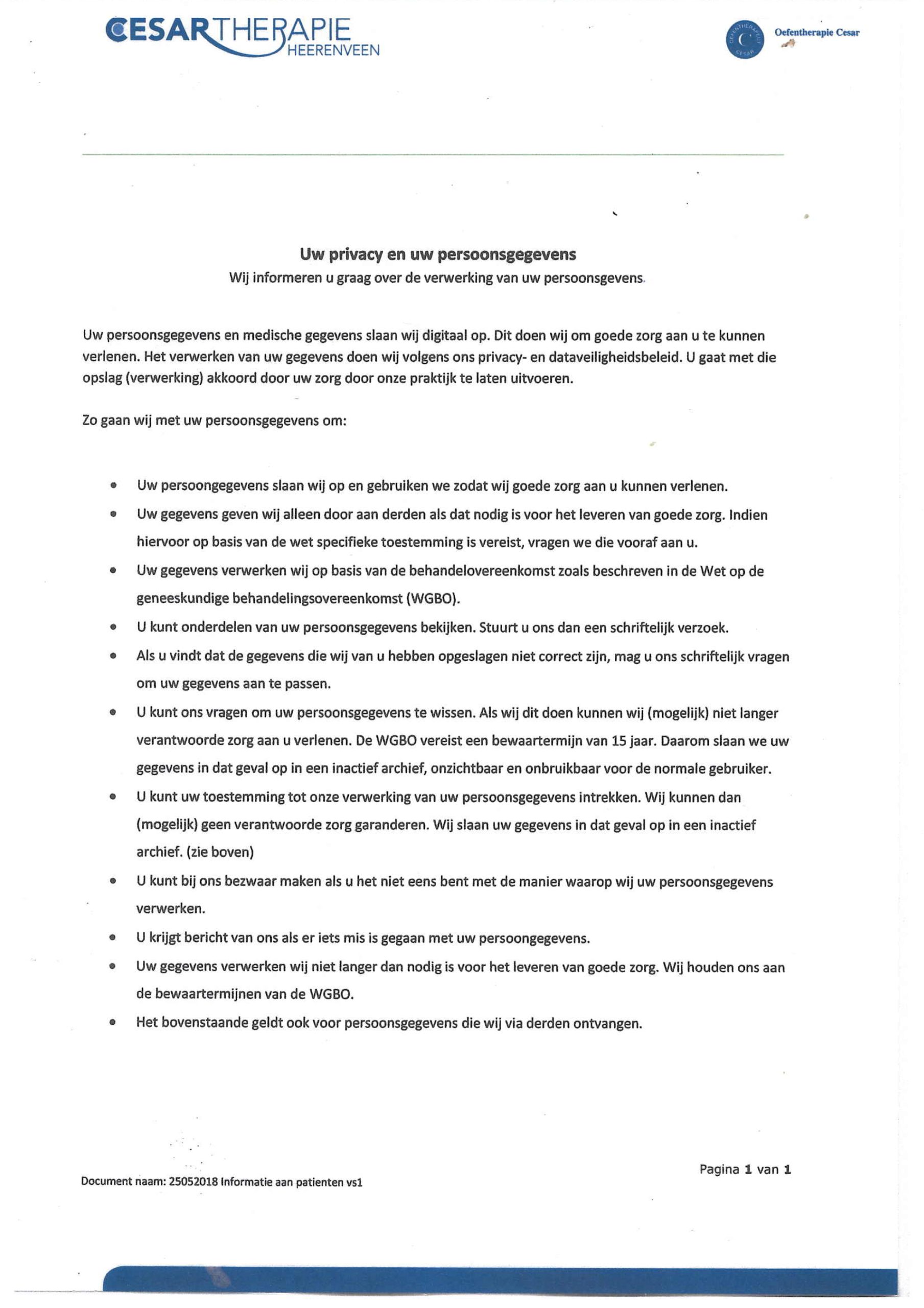 privacy beleid – Oefentherapeuten Heerenveen